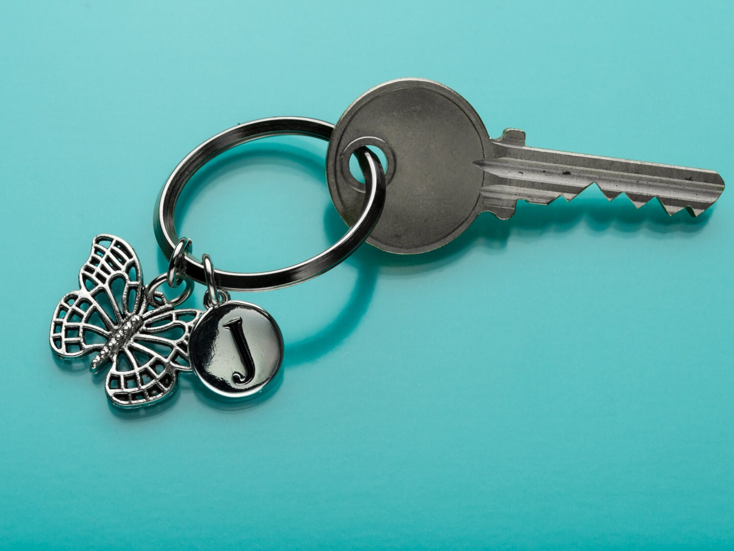 Butterfly Keychain Modern Butterfly Key Ring Initial | Etsy