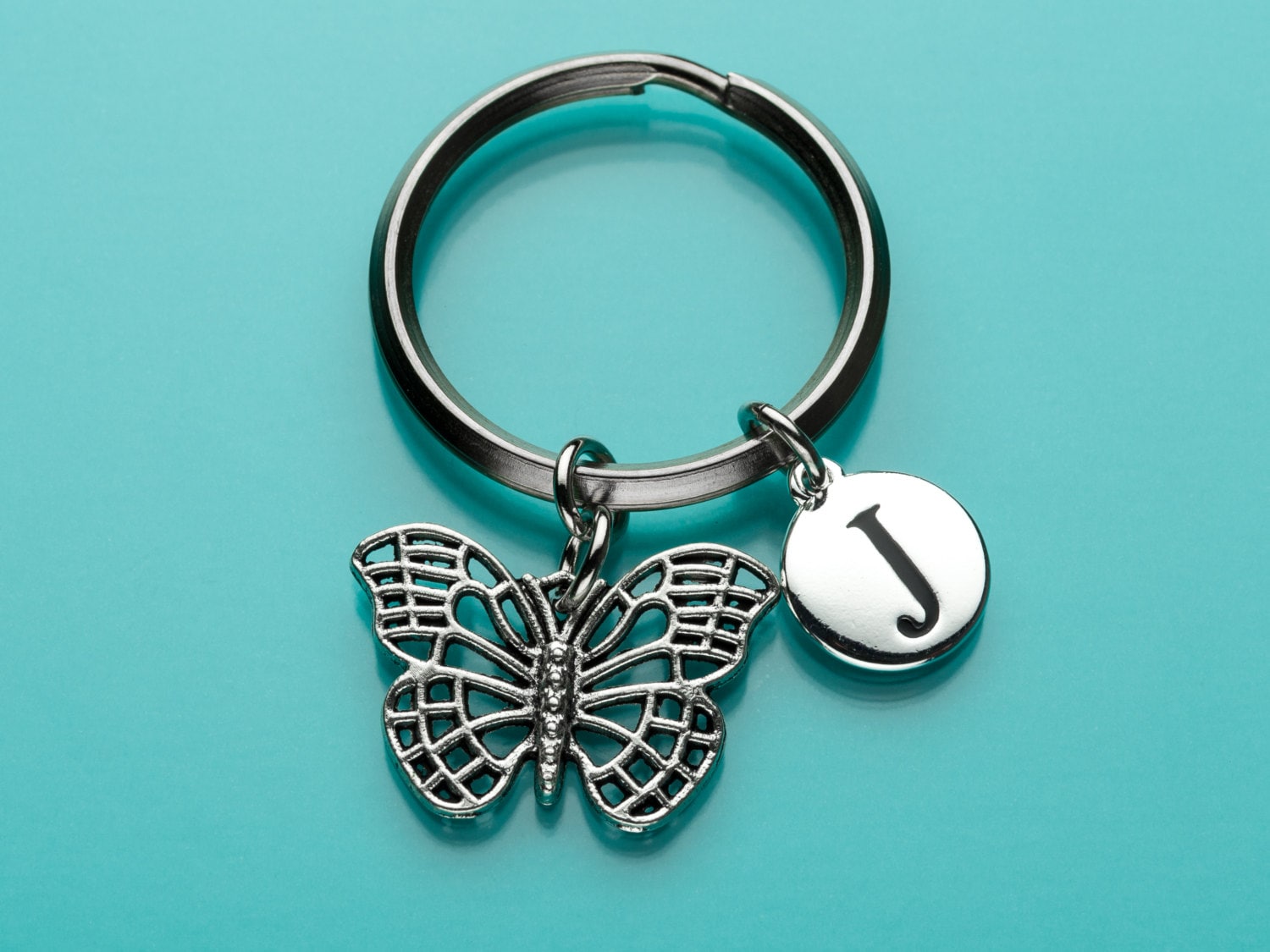 Butterfly Keychain Modern Butterfly Key Ring Initial - Etsy