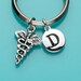 Caduceus Keychain, Caduceus Key Ring, Doctor's Medical Symbol, Initial ...