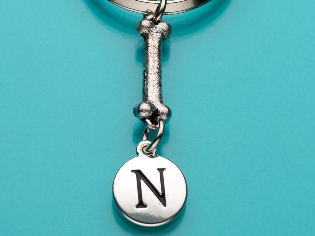 Dog Bone Keychain, Dog Bone Key Ring, Dog Charm, Initial Keychain ...