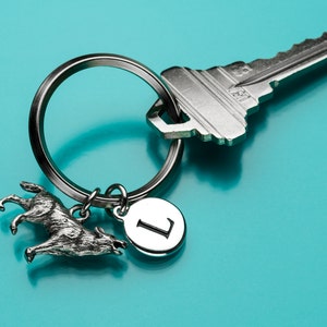 Wolf Keychain, Wolf Key Ring, Howling Wolf, Animal Charm, Initial ...