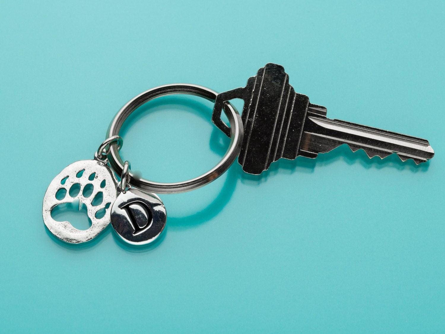 Bear Paw Print Keychain Bear Paw Print Key Ring Initial - Etsy