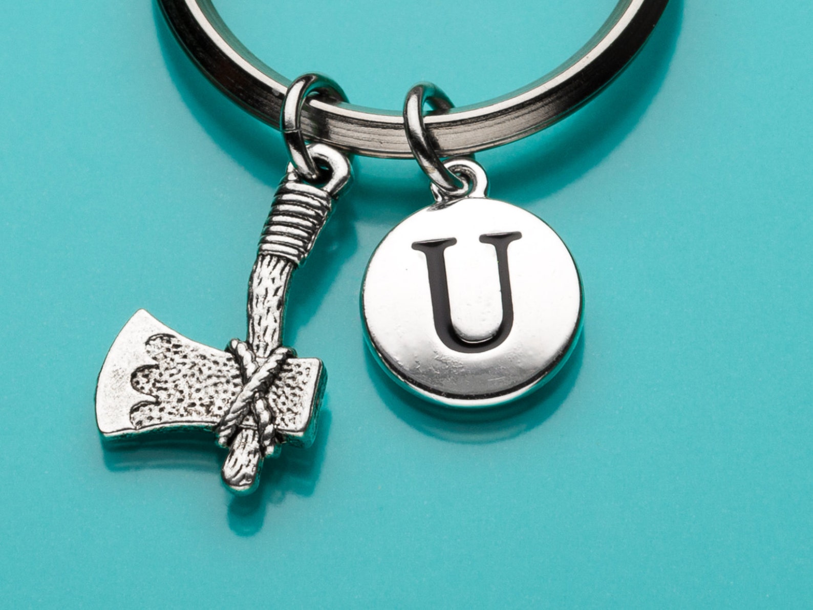 Hatchet Keychain, Hatchet Key Ring, Axe Charm, Tool Charm, Initial ...
