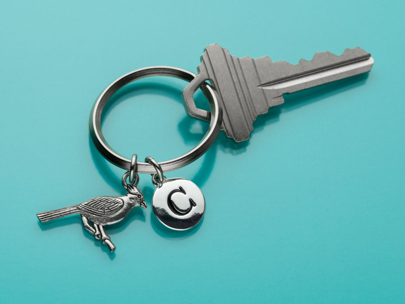 Cardinal Keychain Cardinal Key Ring Bird Keychain Initial | Etsy