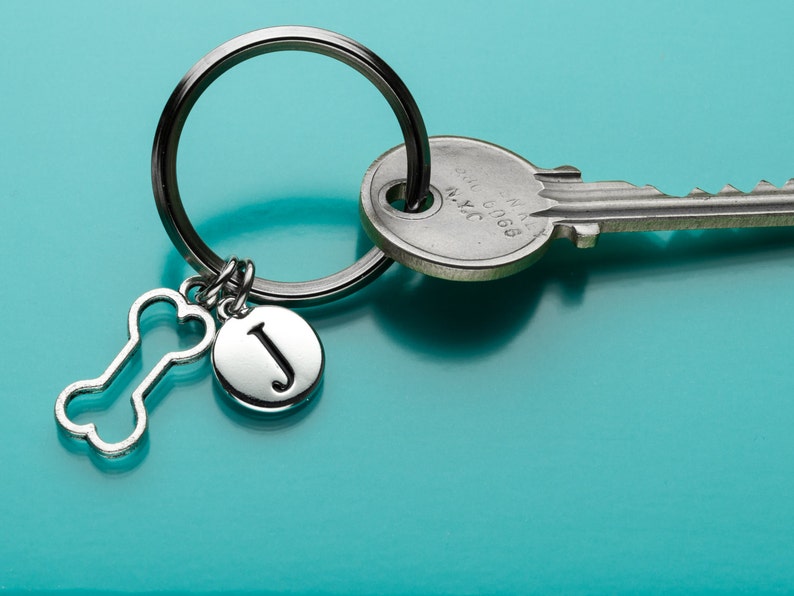 Dog Bone Keychain Dog Bone Key Ring Dog Charm Initial - Etsy