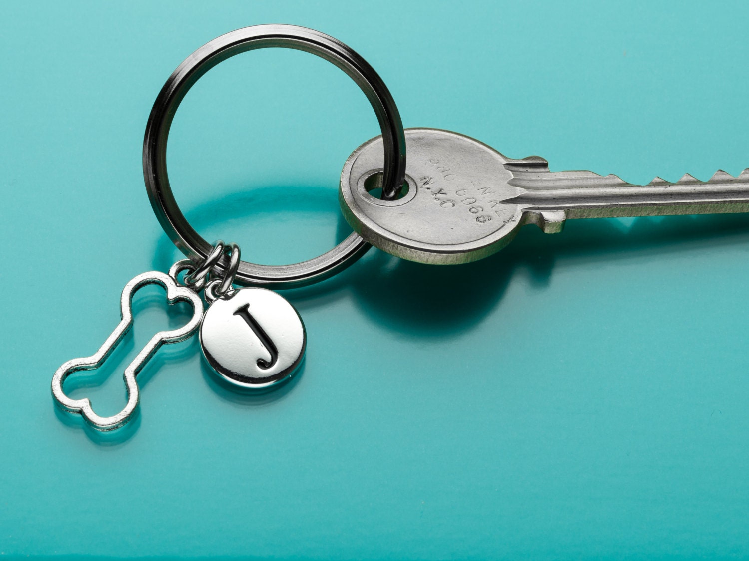 Dog Bone Keychain, Dog Bone Key Ring, Dog Charm, Initial Keychain ...