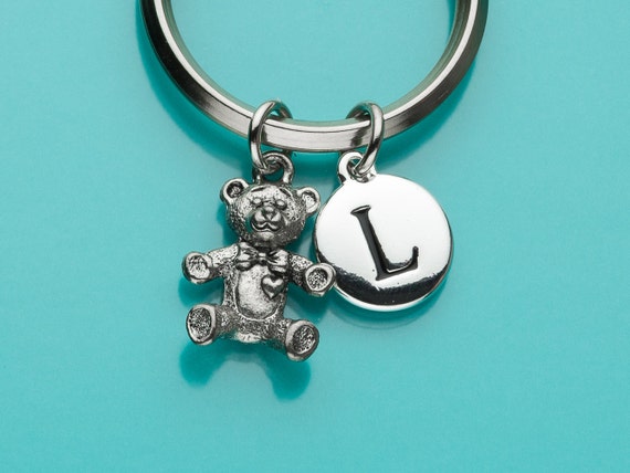 Teddy Bear Keychain Teddy Bear Key Ring Initial Keychain - Etsy