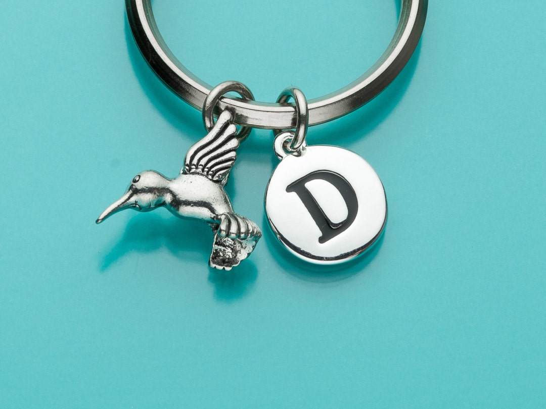 Hummingbird Keychain, Hummingbird Key Ring, Bird Keyring, Initial ...