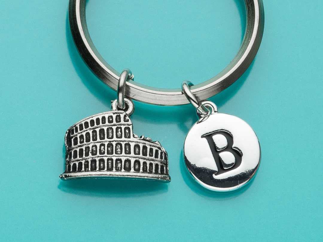 Coliseum Keychain, Colosseum Key Ring, Initial Keychain, Personalized ...