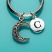 Crescent Moon, Crescent Moon Key Ring, Initial Keychain, Personalized ...
