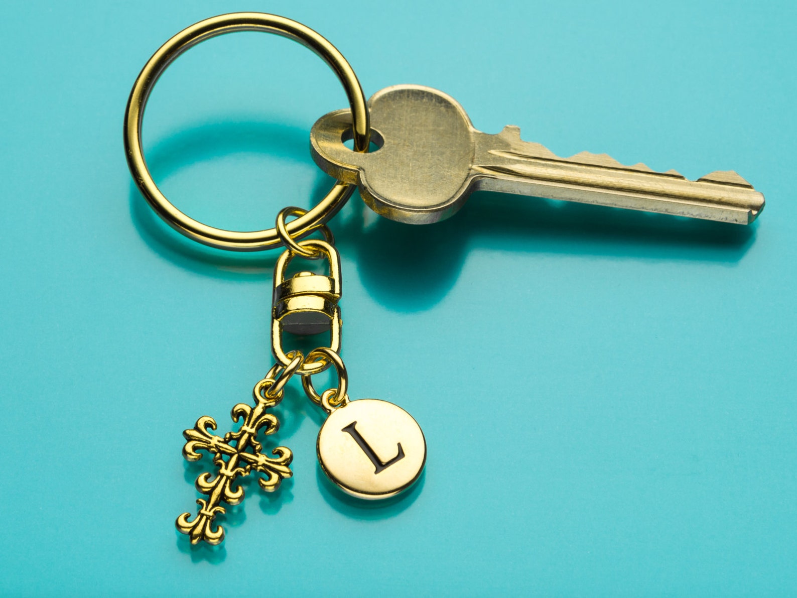 Cross Filigree Keychain Gold Cross Filigree Key Ring | Etsy