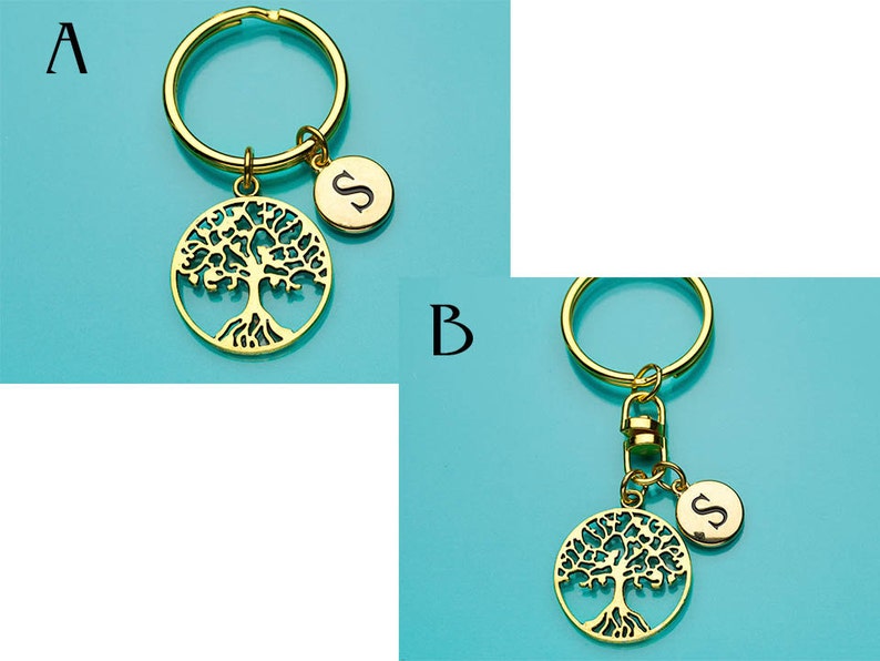 Tree of Life Keychain Lg Gold Tree of Life Key Ring Family - Etsy