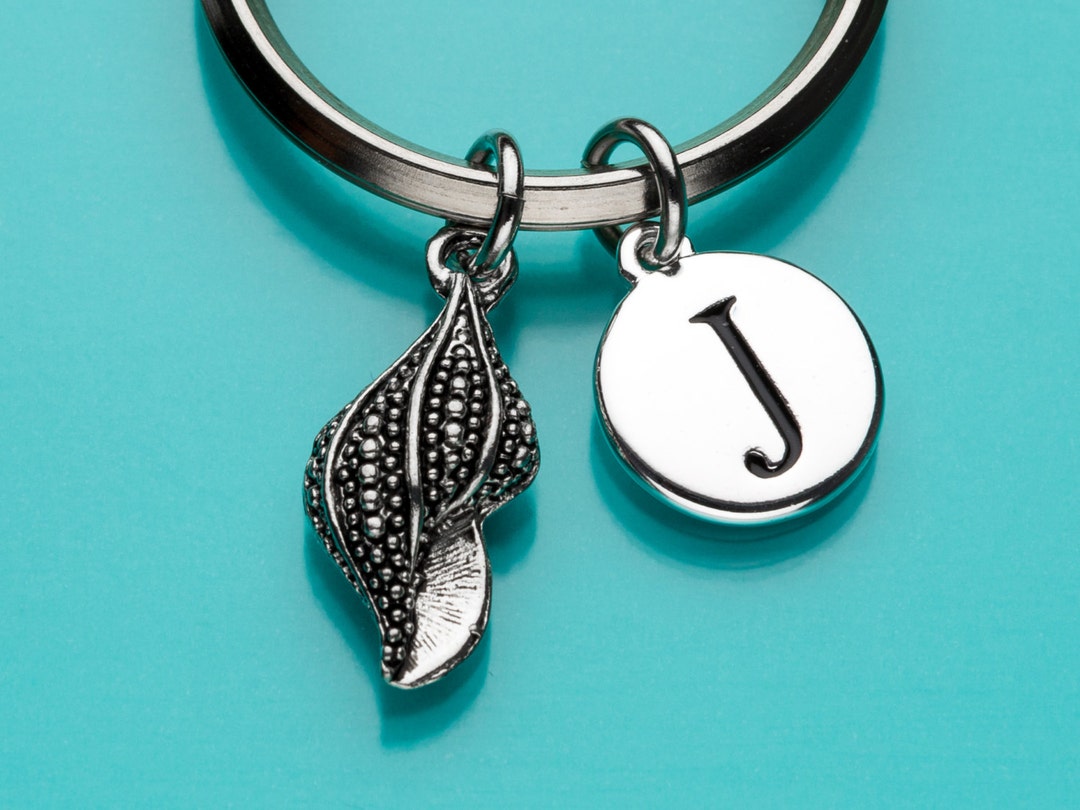 Seashell Keychain, Seashell Key Ring, Sea Creature, Initial Keychain ...
