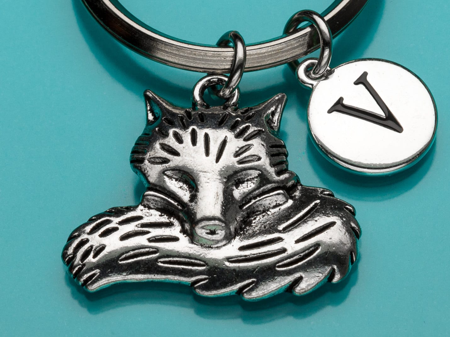 Silver Fox Keychain Fox Key Ring Fox Key Chain Animal - Etsy