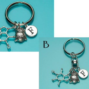 Coffee Bean and Molecule Keychain, Coffee Beans Key Ring, Coffee ...
