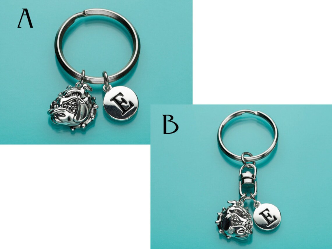 Lg Bulldog Keychain Lg Bulldog Key Ring Dog Charm Initial | Etsy