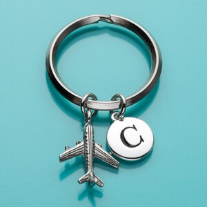 Airplane Keychain, Airplane Key Ring, Initial Keychain, Personalized ...