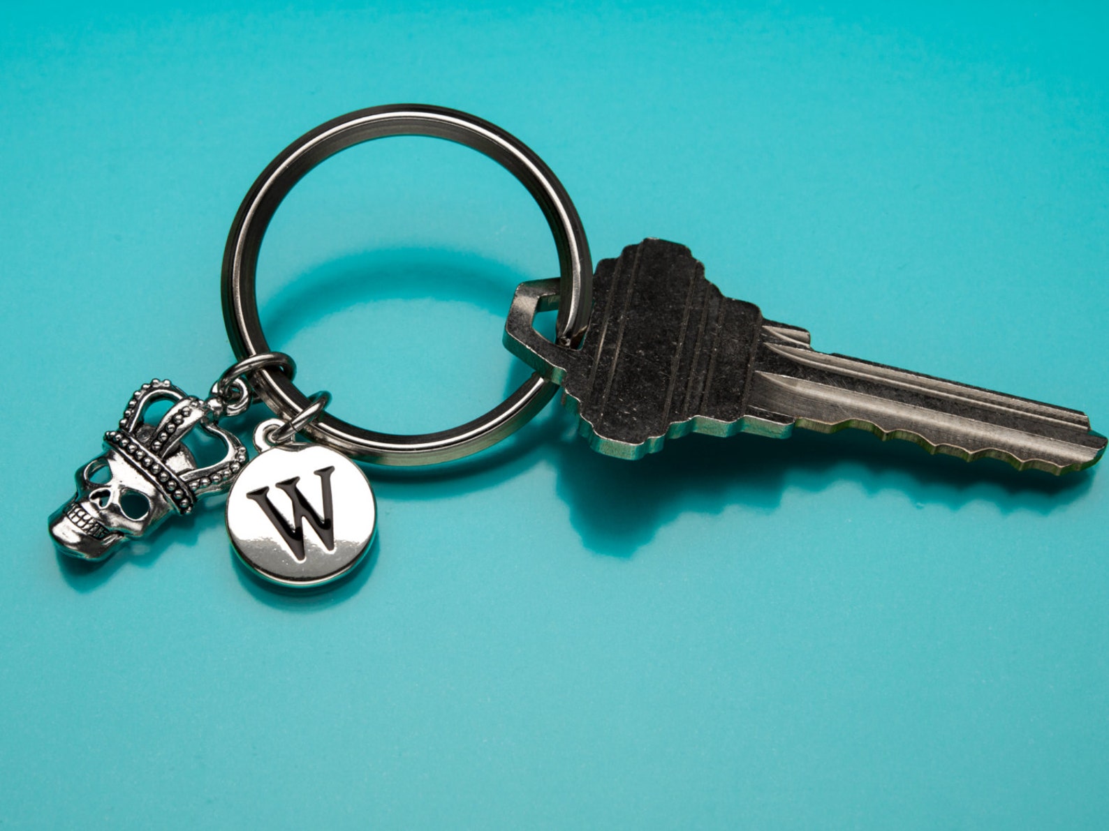 Skull With Crown Keychain Small Skull With Crown Key Ring - Etsy