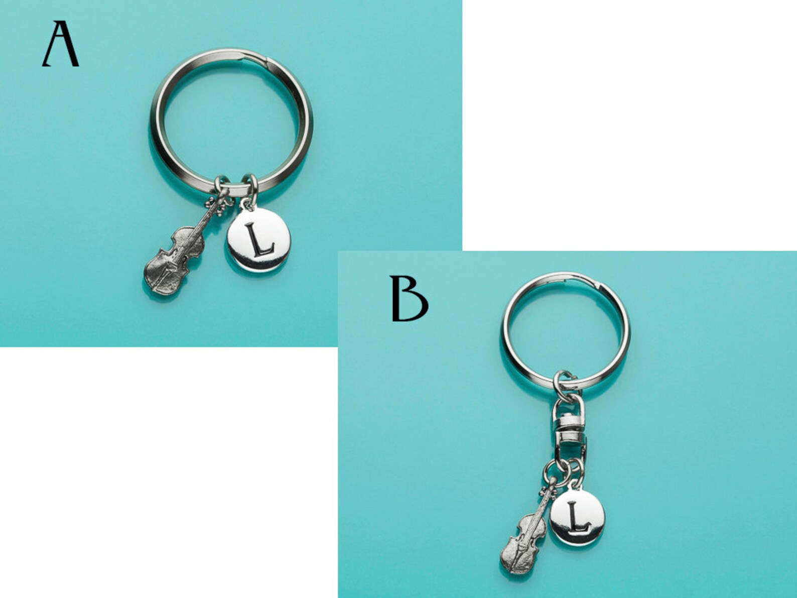 Violin Keychain Violin Key Ring Musician Keyring Initial | Etsy