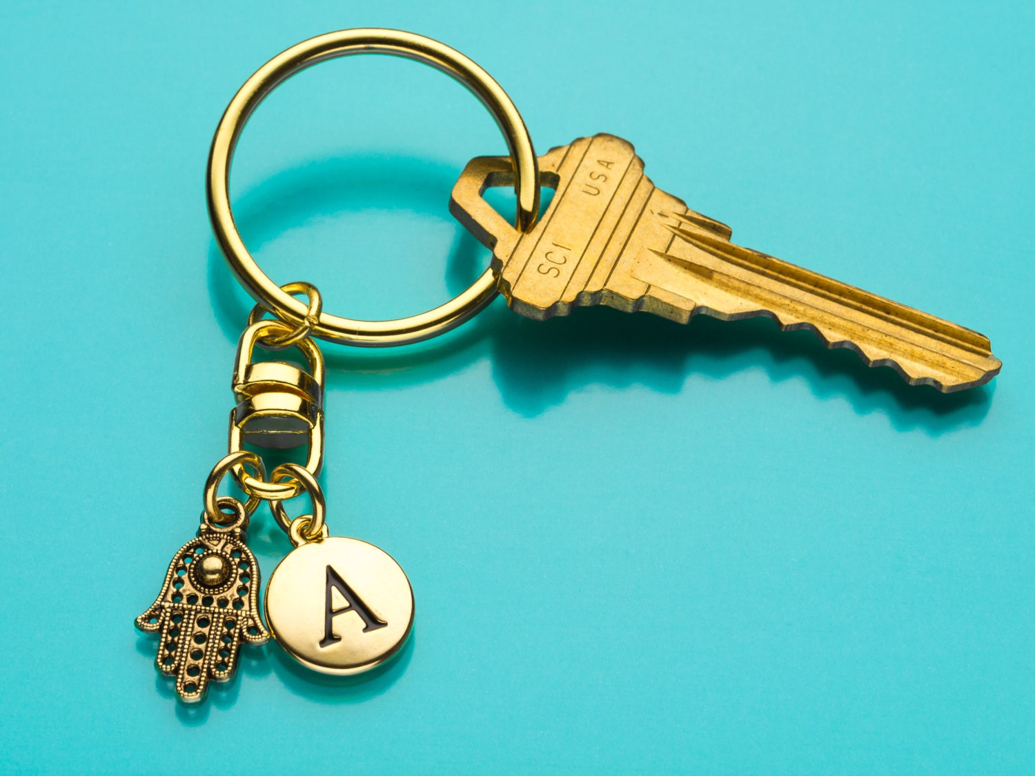 Hamsa Keychain Gold Hamsa Key Ring Evil Eye Fatima's | Etsy