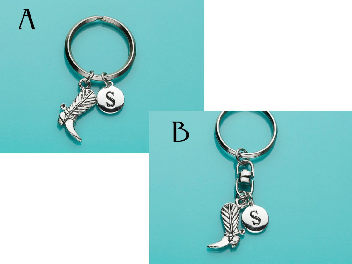 Cowboy Boot Keychain Cowboy Boot Key Ring Initial Keychain | Etsy