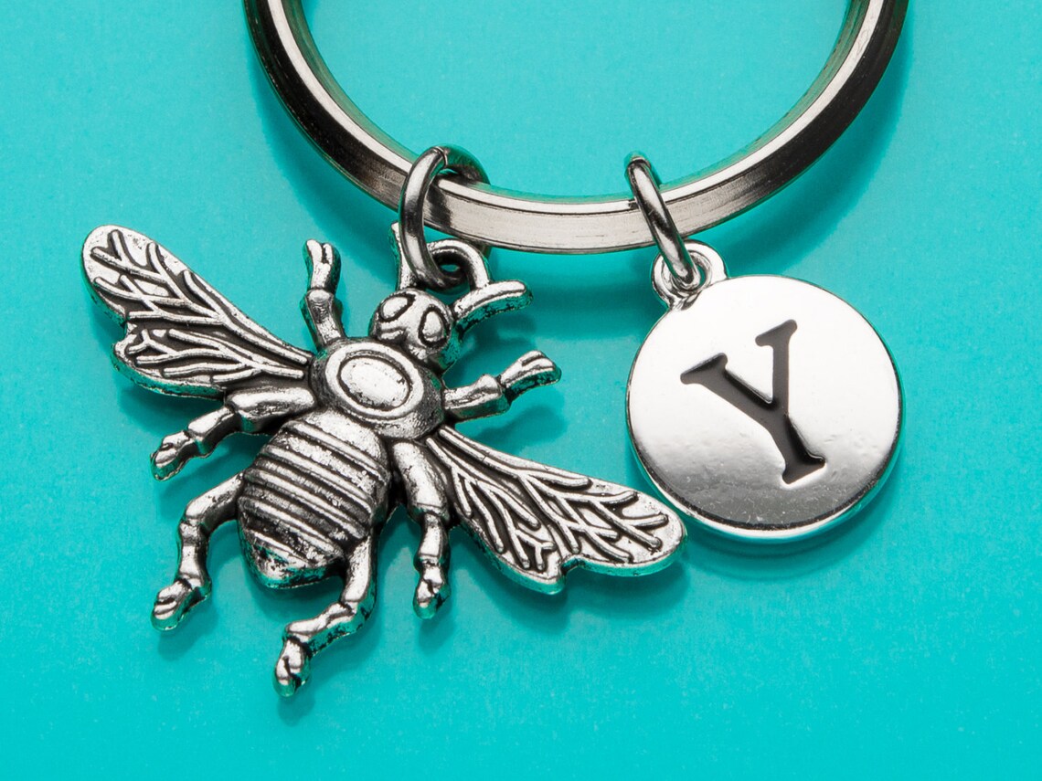 Queen Bee Keychain Bee Key Ring Bumble Bee Keyring Initial - Etsy