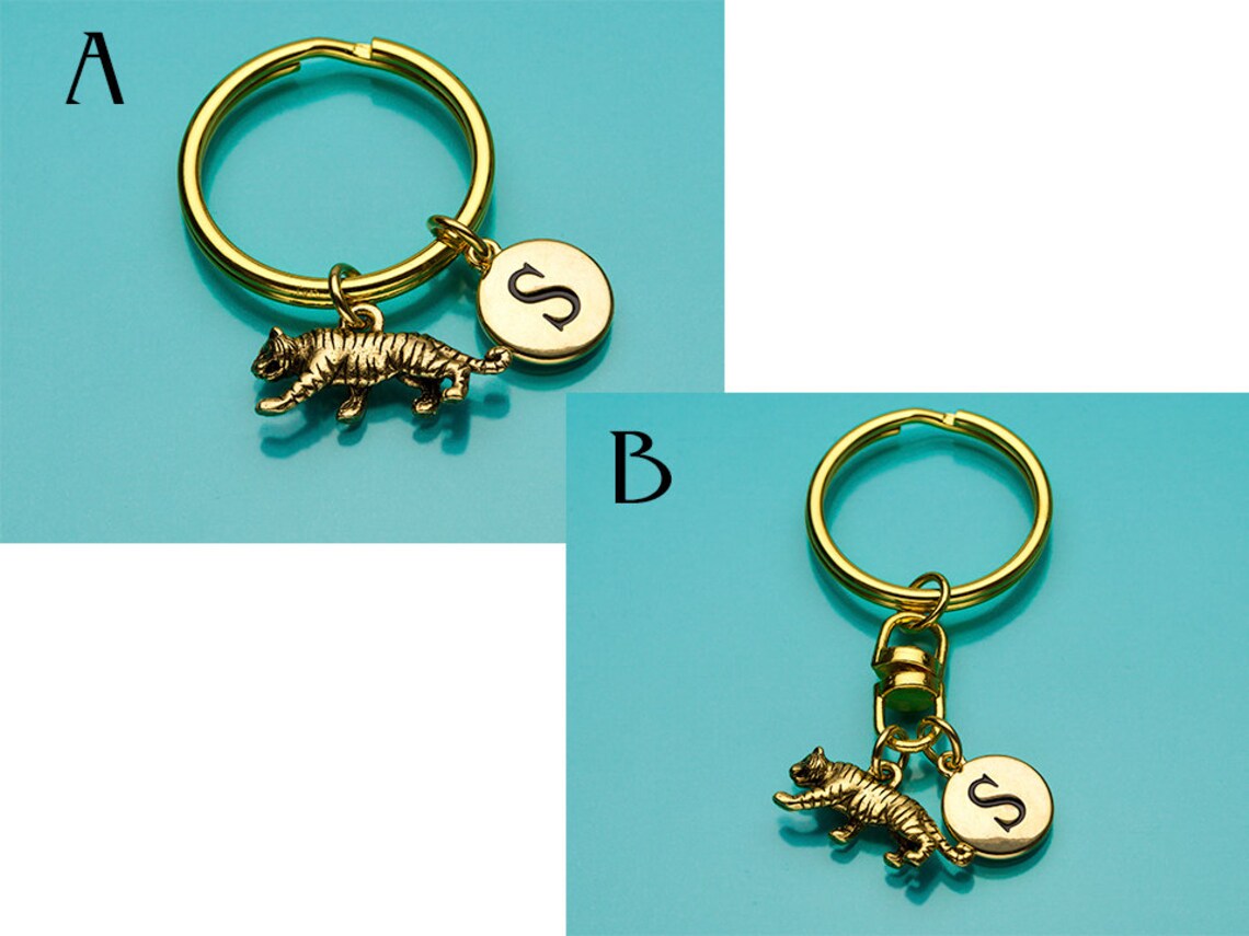 Tiger Keychain Gold Tiger Key Ring Animal Charm Jungle | Etsy