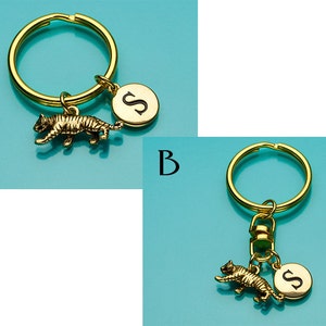 Tiger Keychain Gold Tiger Key Ring Animal Charm Jungle - Etsy