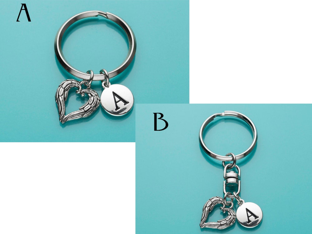 Angel Wings Heart Keychain Angel Wings Heart Key Ring - Etsy