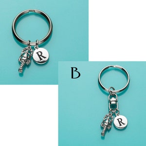 Lobster Keychain, Lobster Key Ring, Sea Creature, Initial Keychain ...