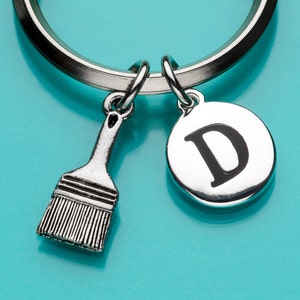 Paint Brush Keychain, Paint Brush Key Ring, Tool Charm, Initial ...