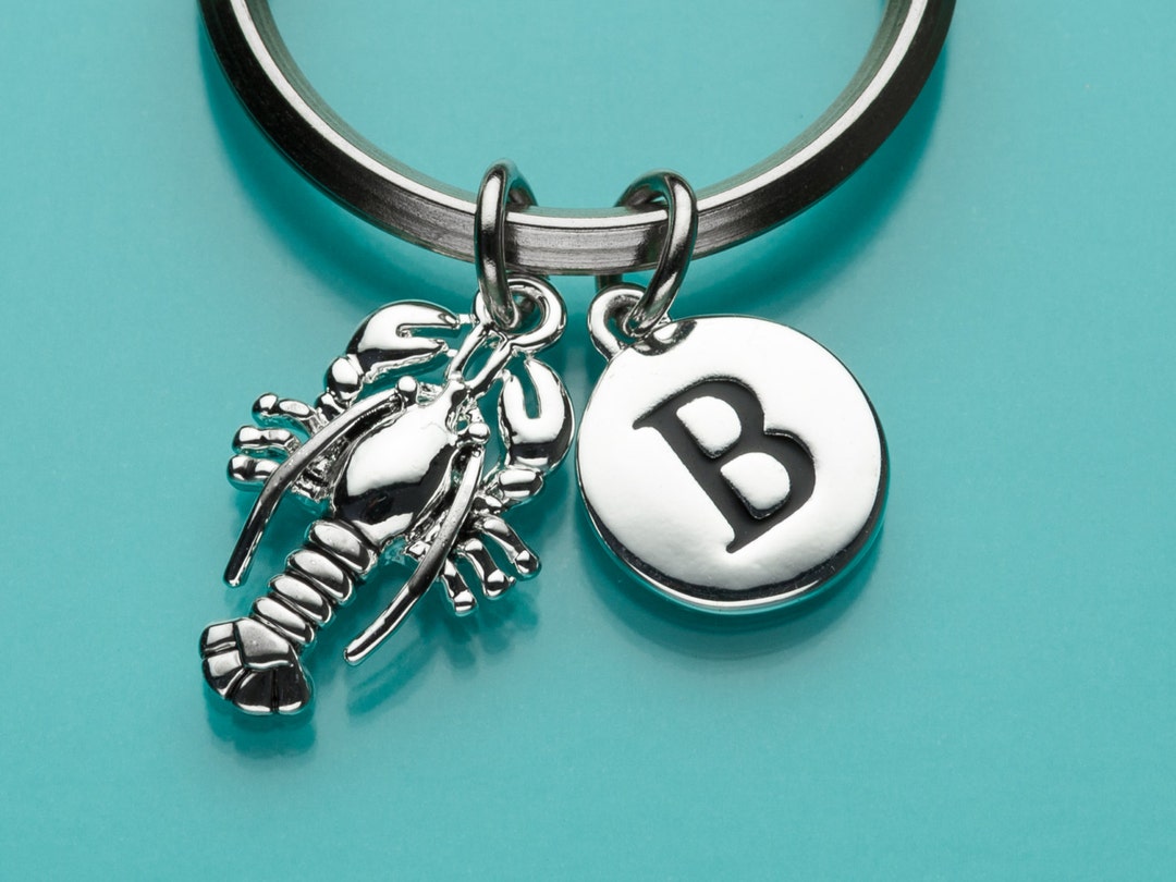 Lobster Keychain, Lobster Key Ring, Sea Creature, Initial Keychain ...
