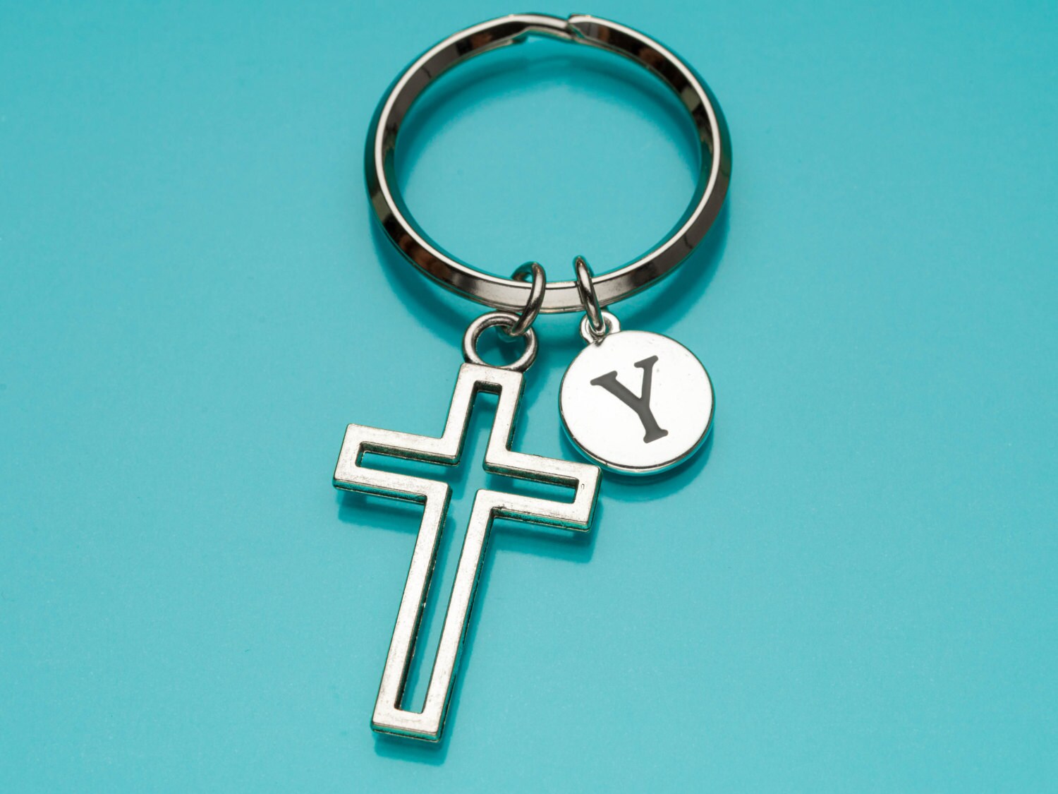 Cross Keychain Outline Cross Key Ring Religious Symbol | Etsy