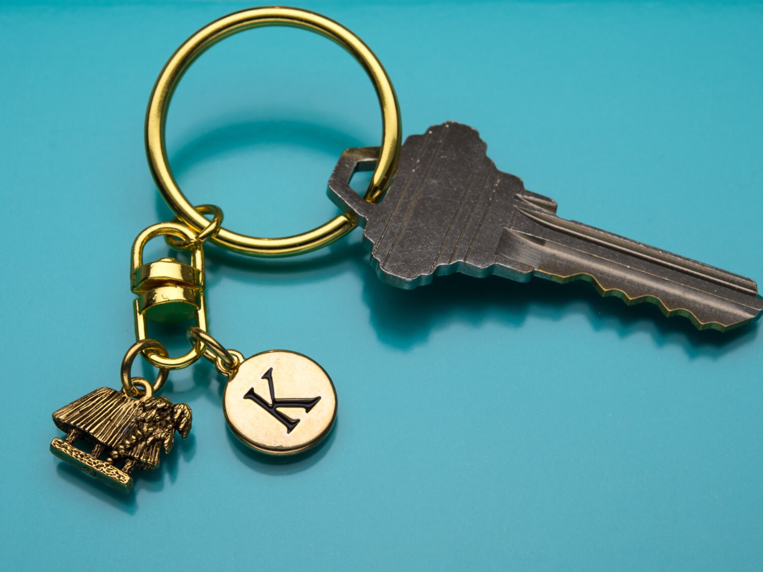 Hawaiian Hut Keychain Gold Grass Hut Key Ring Tropical | Etsy