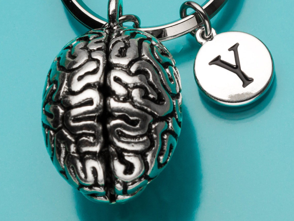 Anatomical Brain Keychain Anatomical Brain Key Ring Gray | Etsy