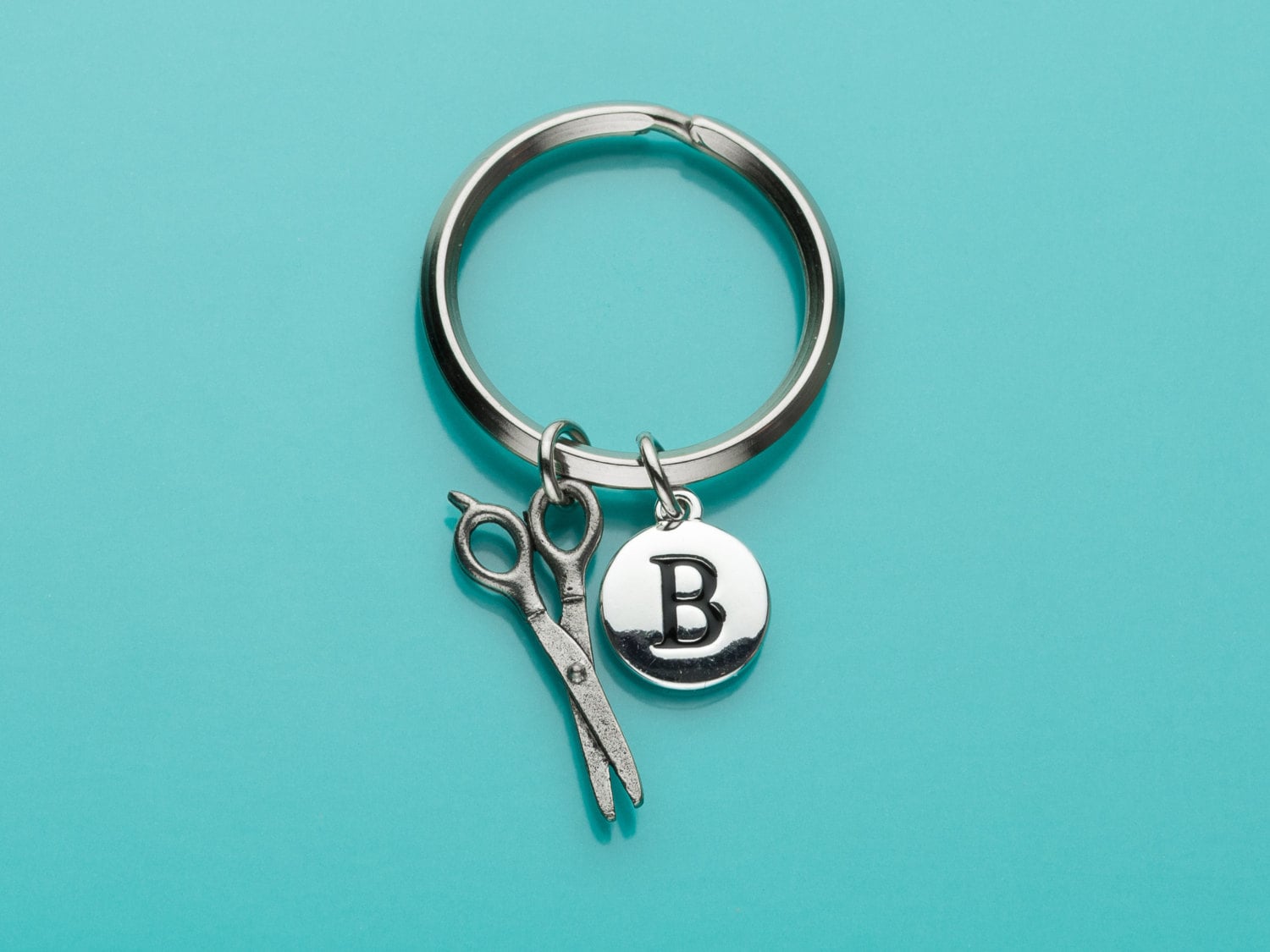 Scissors Keychain Scissors Key Ring Initial Keychain - Etsy