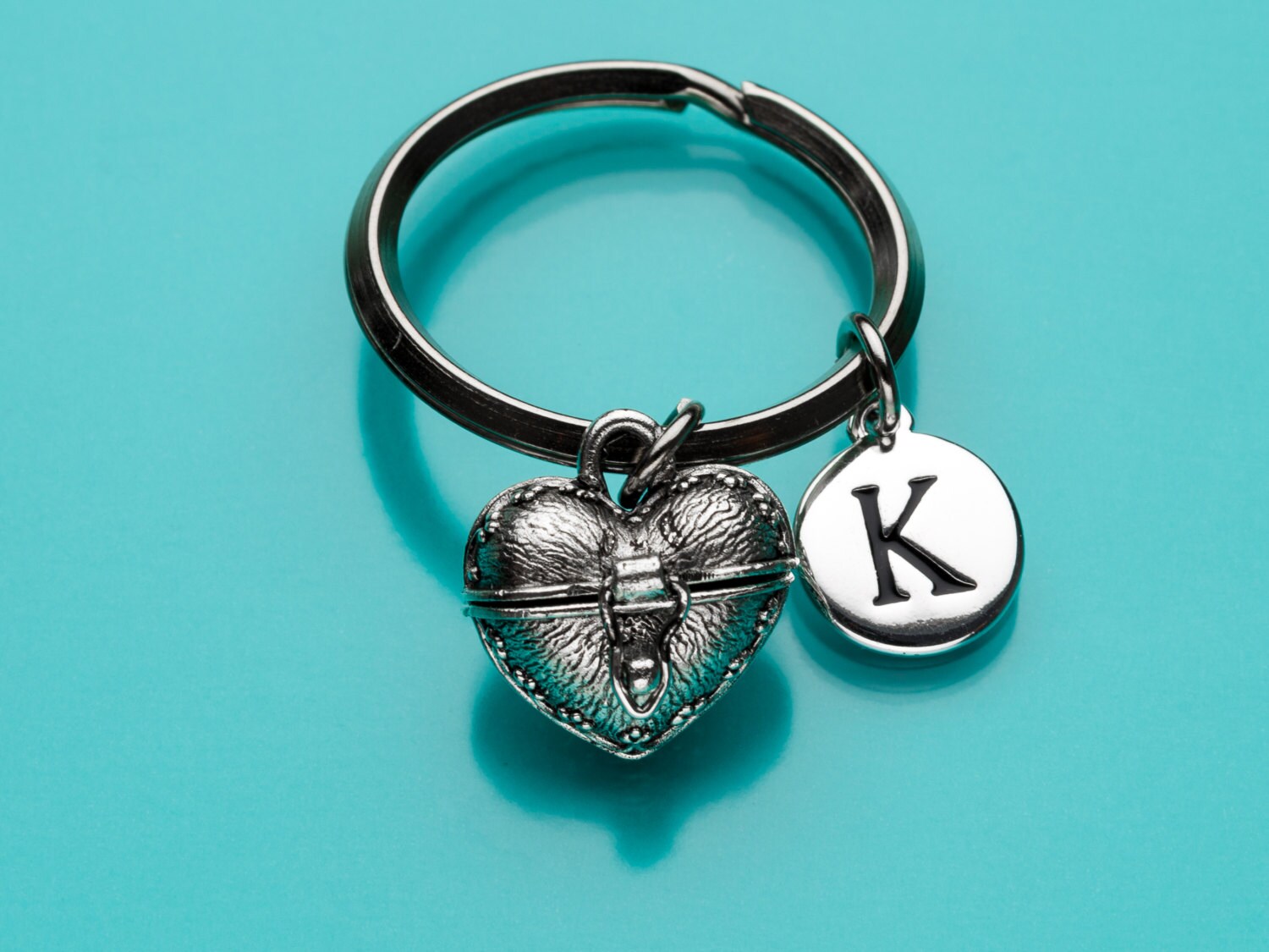 Heart Locket Keychain Heart Locket Key Ring Heart Prayer - Etsy