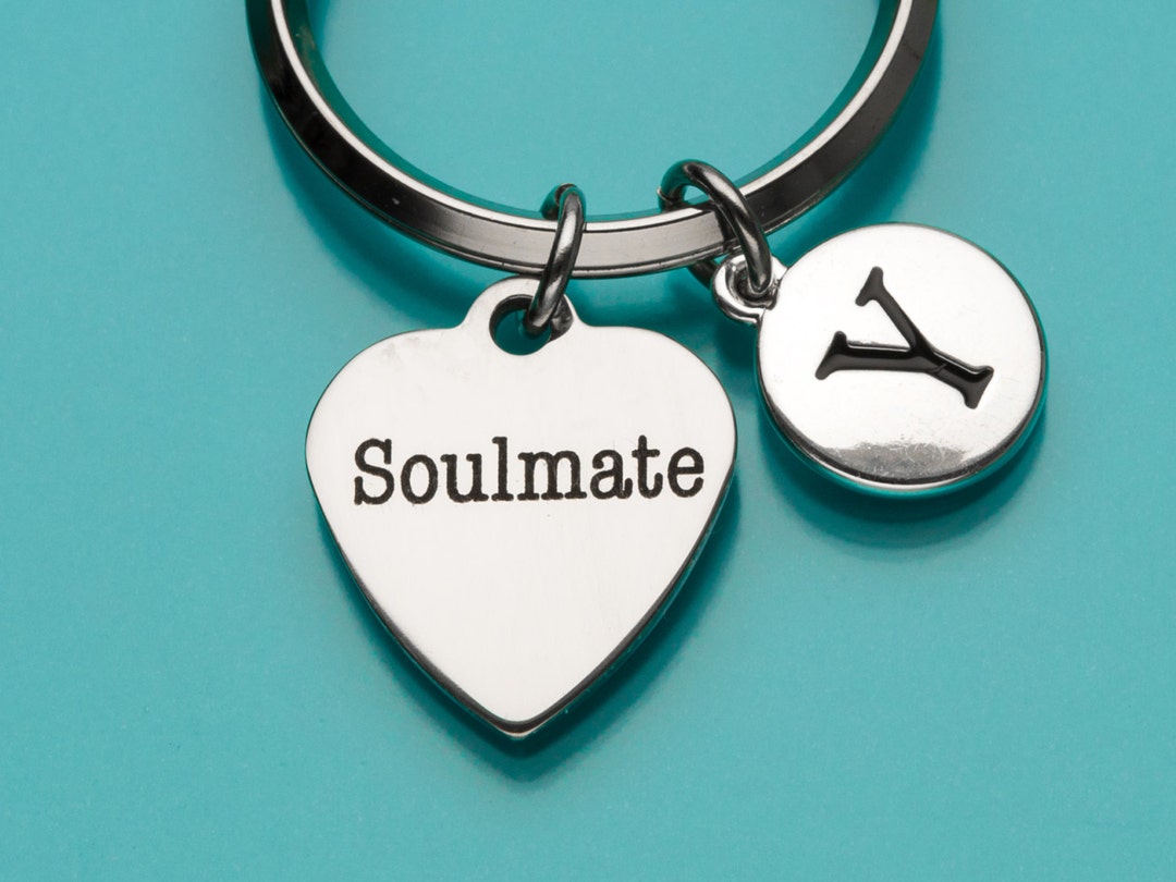 Soulmate Keychain, Soulmate Key Ring, Mate Charm, Initial Keychain ...