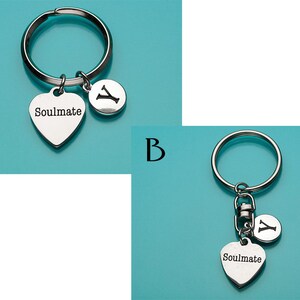 Soulmate Keychain, Soulmate Key Ring, Mate Charm, Initial Keychain ...