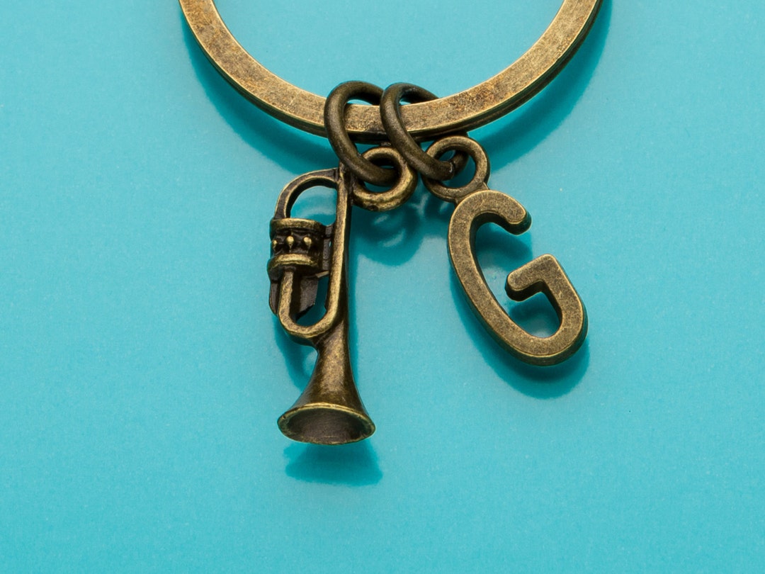 Trumpet Keychain, Bronze Trumpet Key Ring, Tiny Trumpet, Musical ...