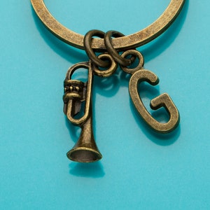 Trumpet Keychain, Bronze Trumpet Key Ring, Tiny Trumpet, Musical ...