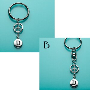 Peace Symbol Keychain, Peace Symbol Key Ring, Initial Keychain ...