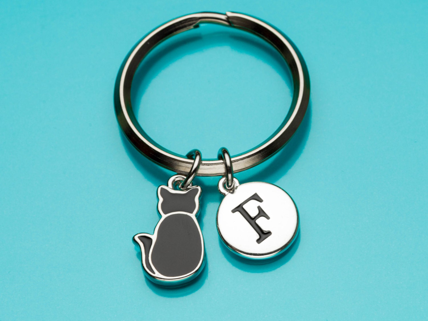 Black Cat Keychain Black Cat Key Ring Black Enamel Cat Back - Etsy ...