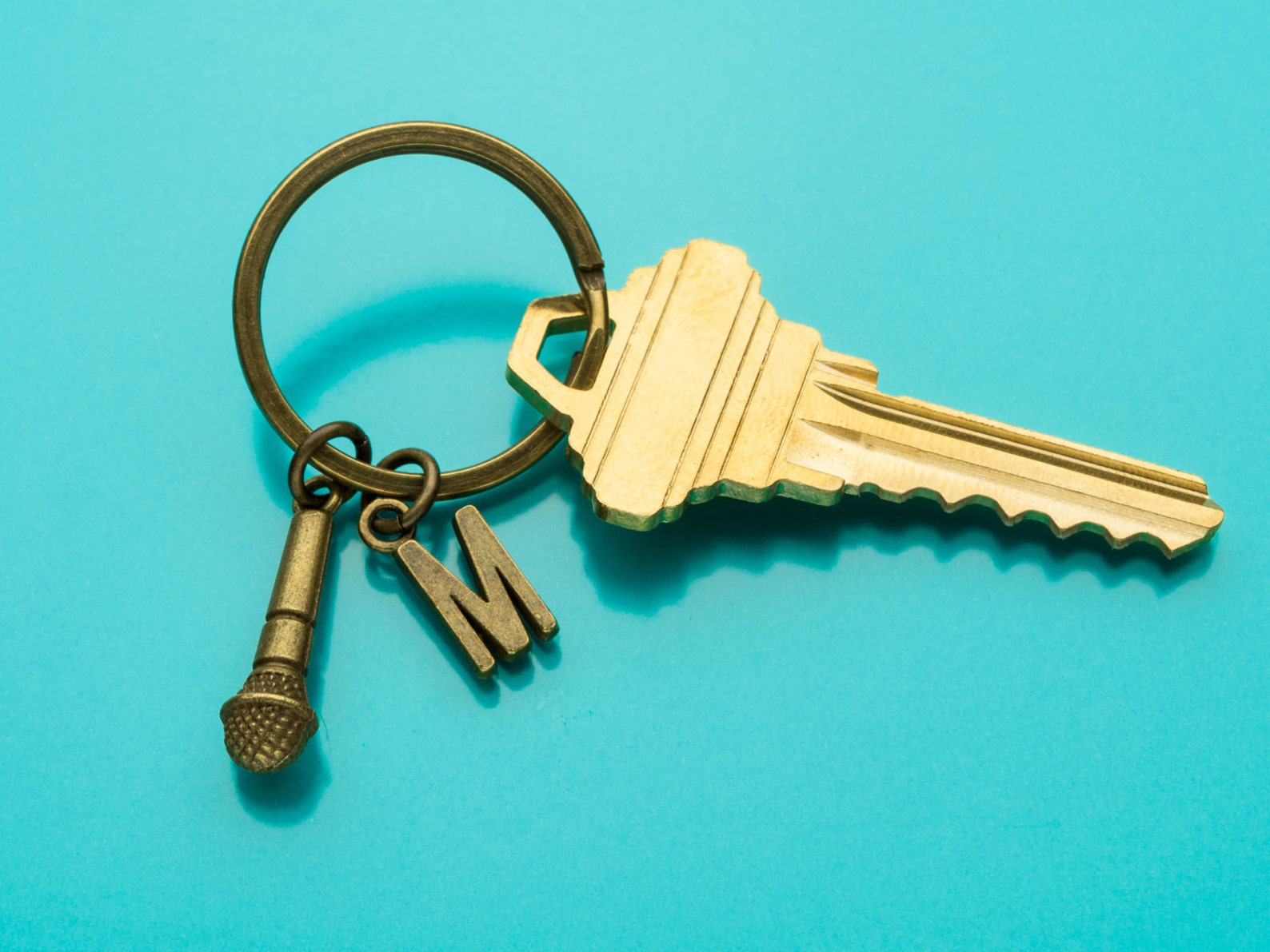 Microphone Keychain Bronze Microphone Key Ring Music - Etsy