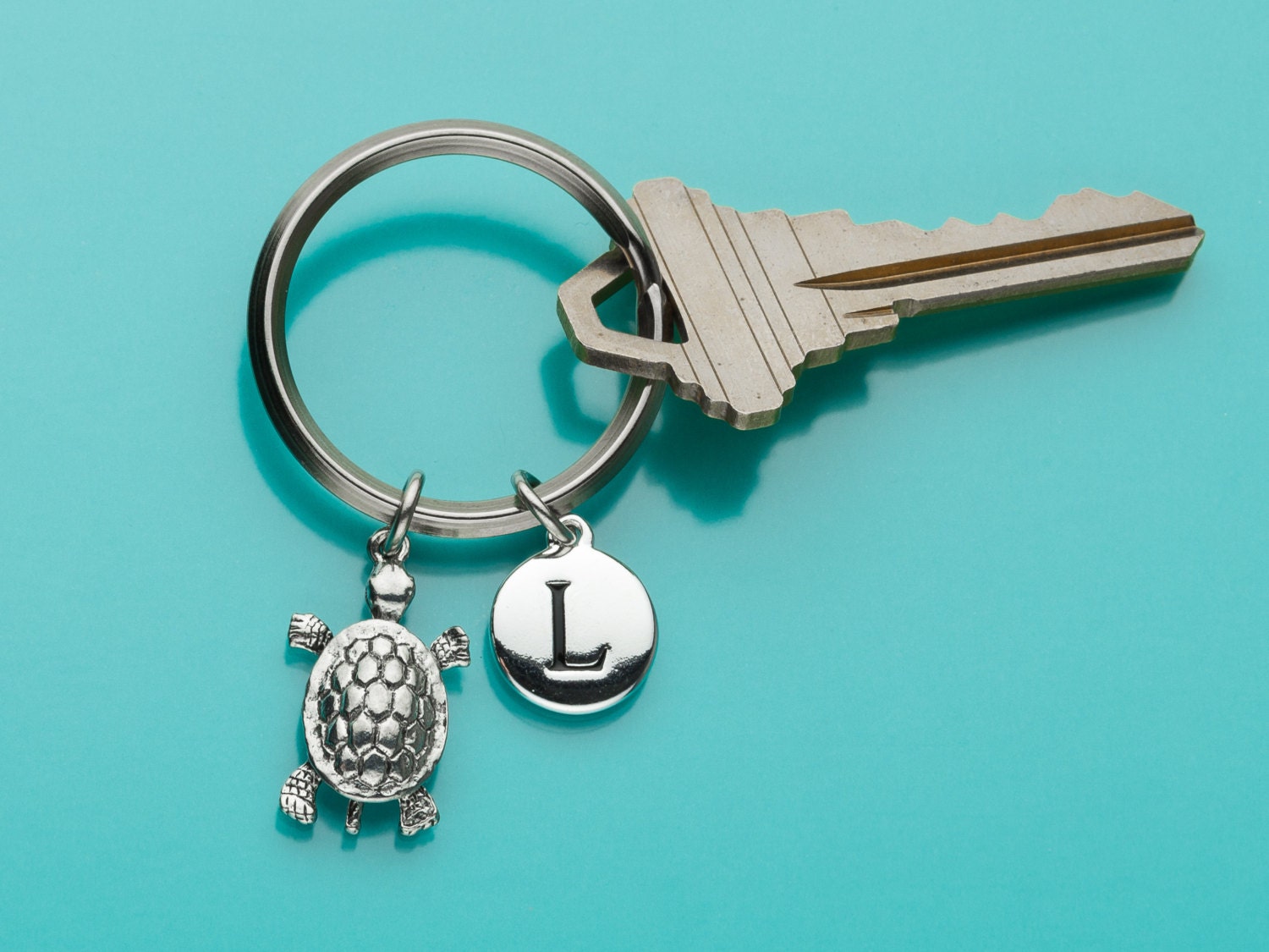 Turtle Keychain Turtle Key Ring Initial Keychain - Etsy