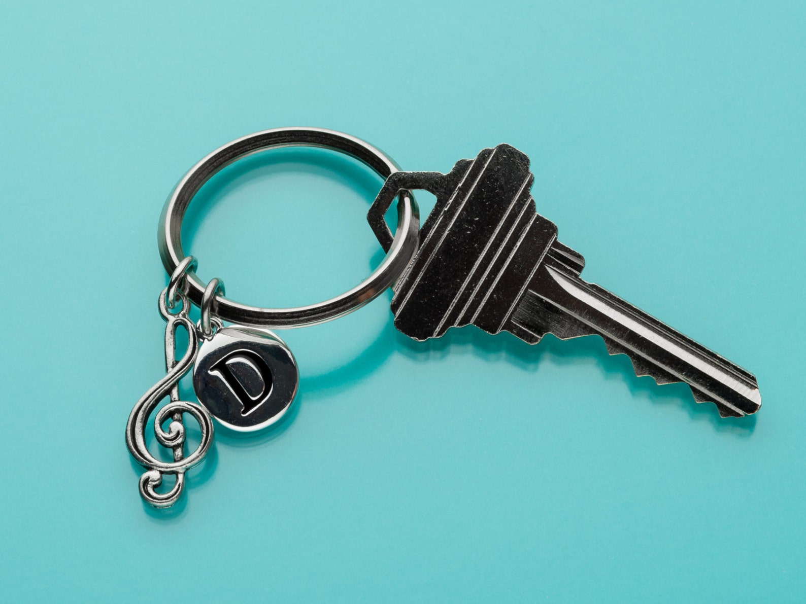 Treble Clef Keychain, Soprano Clef Key Ring, Musical Charm, Initial ...