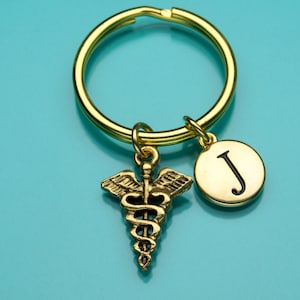 Caduceus Keychain, Gold Caduceus Key Ring, Doctor's Medical Symbol ...