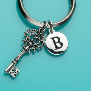 Antique Key Keychain, Antique Key Ring, Love Key Keyring, Initial ...