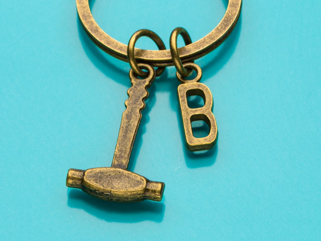Antique Hammer Keychain, Bronze Antique Hammer Key Ring, Tool Charm ...