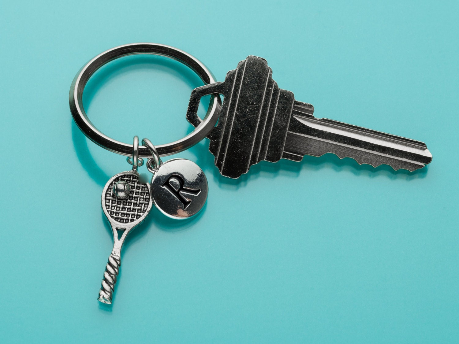 Tennis Racquet Keychain, Tennis Racket Key Ring, Sports, Initial ...